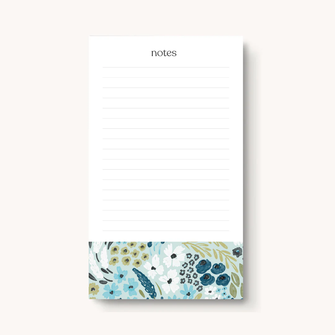 Waterfall Floral Lined Notepad – Atlantic Blue Canvas
