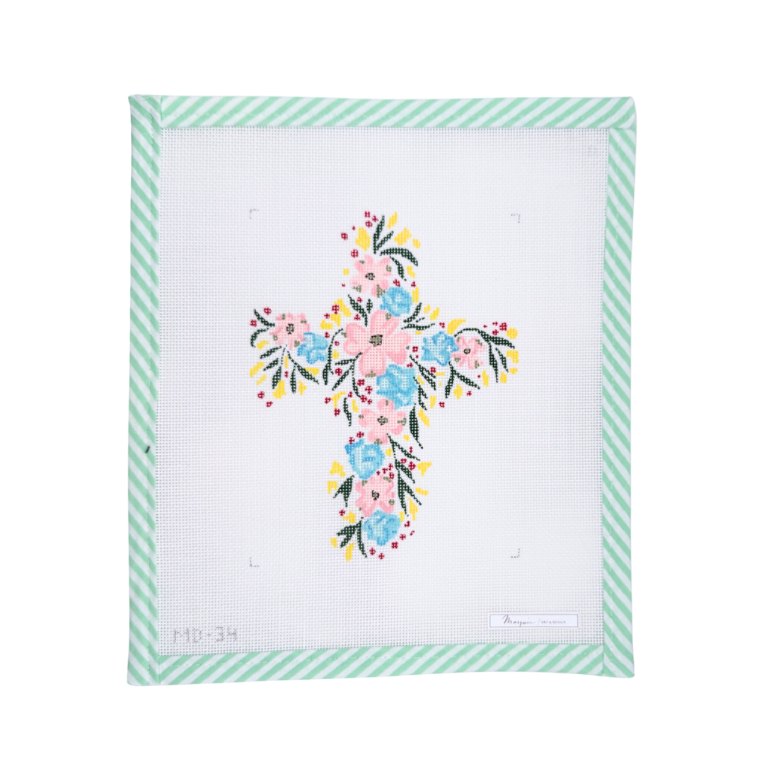 Floral Cross – Atlantic Blue Canvas